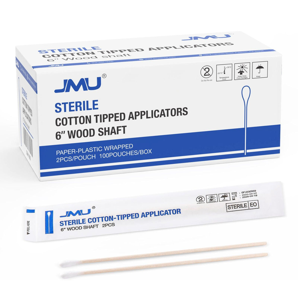 JMU Dental Disposable Sterile Cotton Swab Tipped Applicator 200Pcs/Box