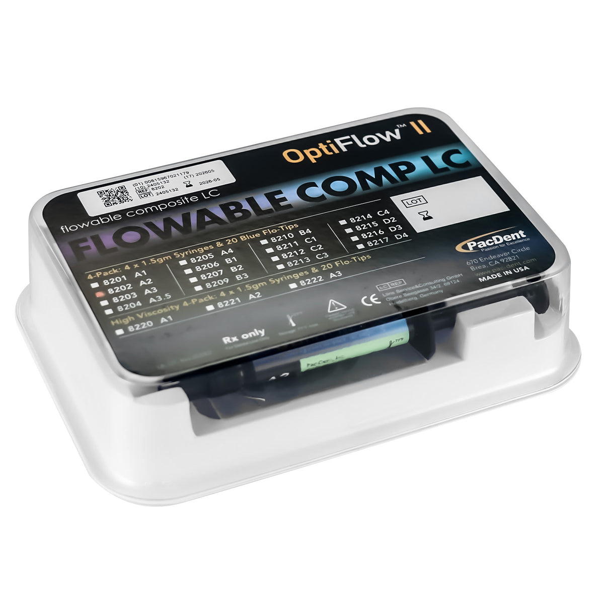 PacDent OptiFlow II Flowable Composite A1/A2 4/Pk — JMU Dental