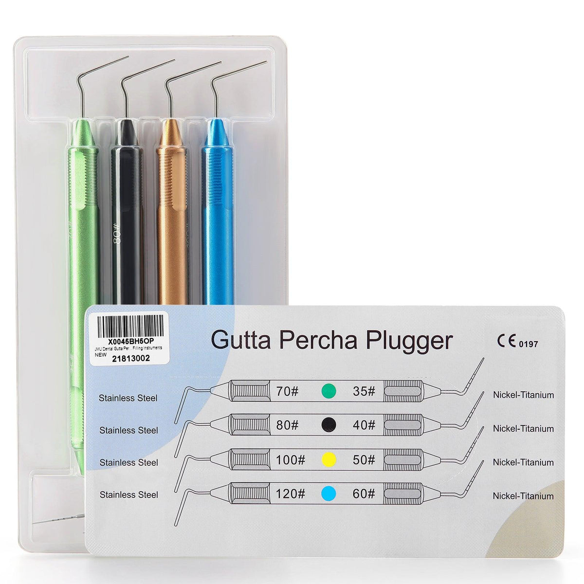 JMU Dental Gutta Percha Pluggers/Spreader 4/PK | NiTi Tip Stainless ...