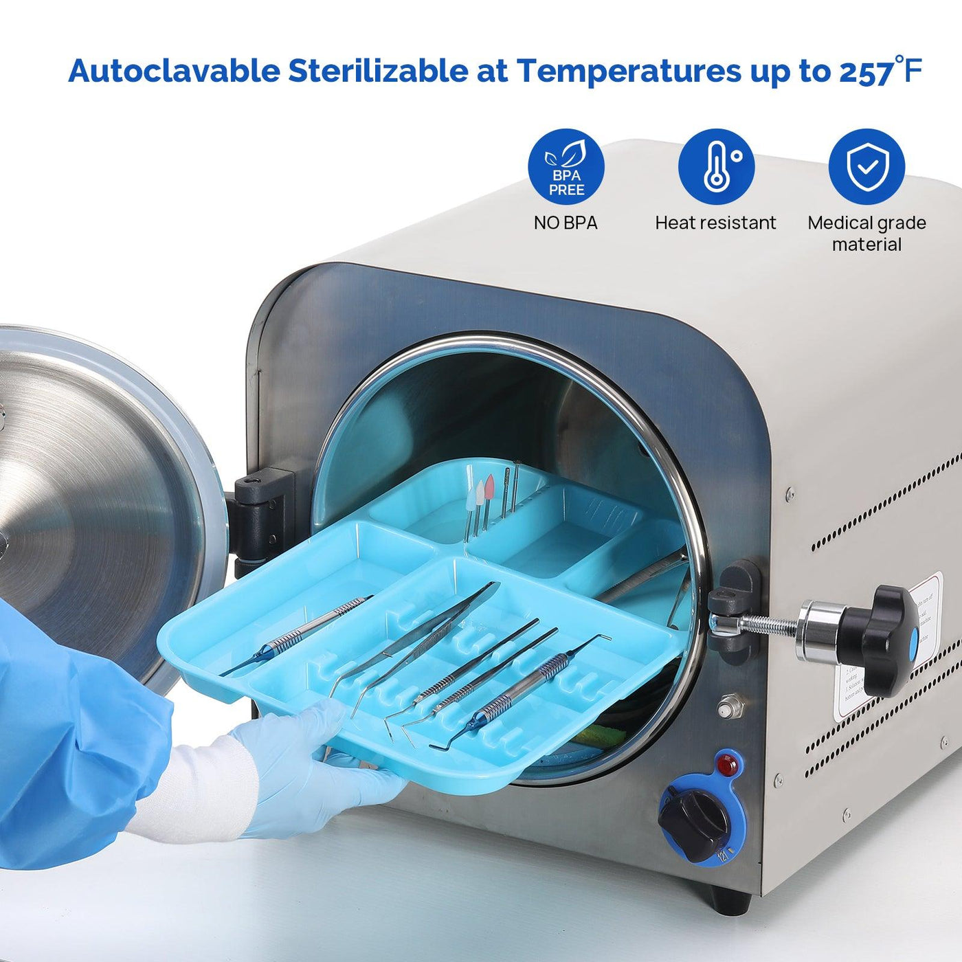 JMU Dental Instrument Tray Autoclavable Plastic Divided Trays Size B