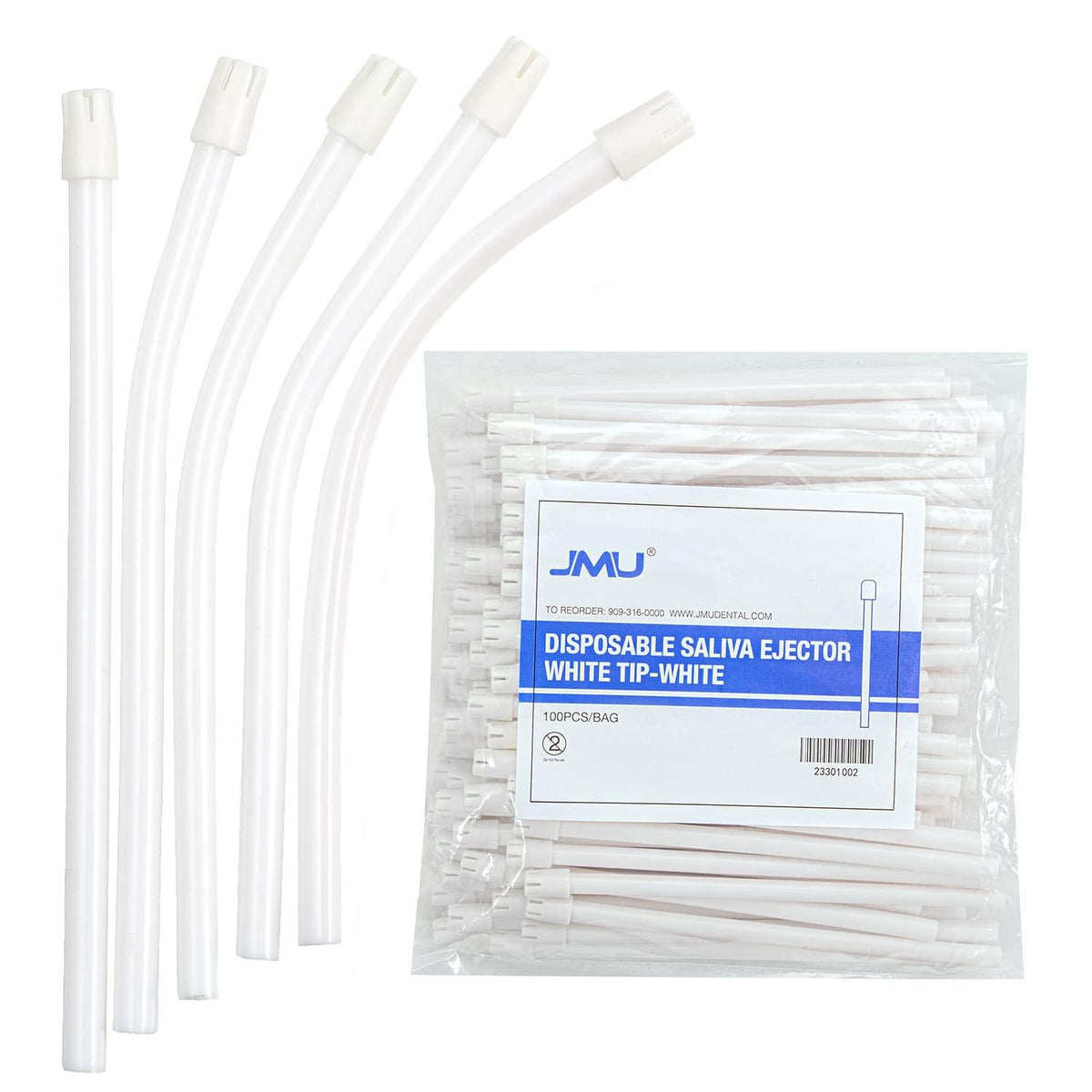 JMU Dental Disposable Saliva Ejector White Tips 100/Bag