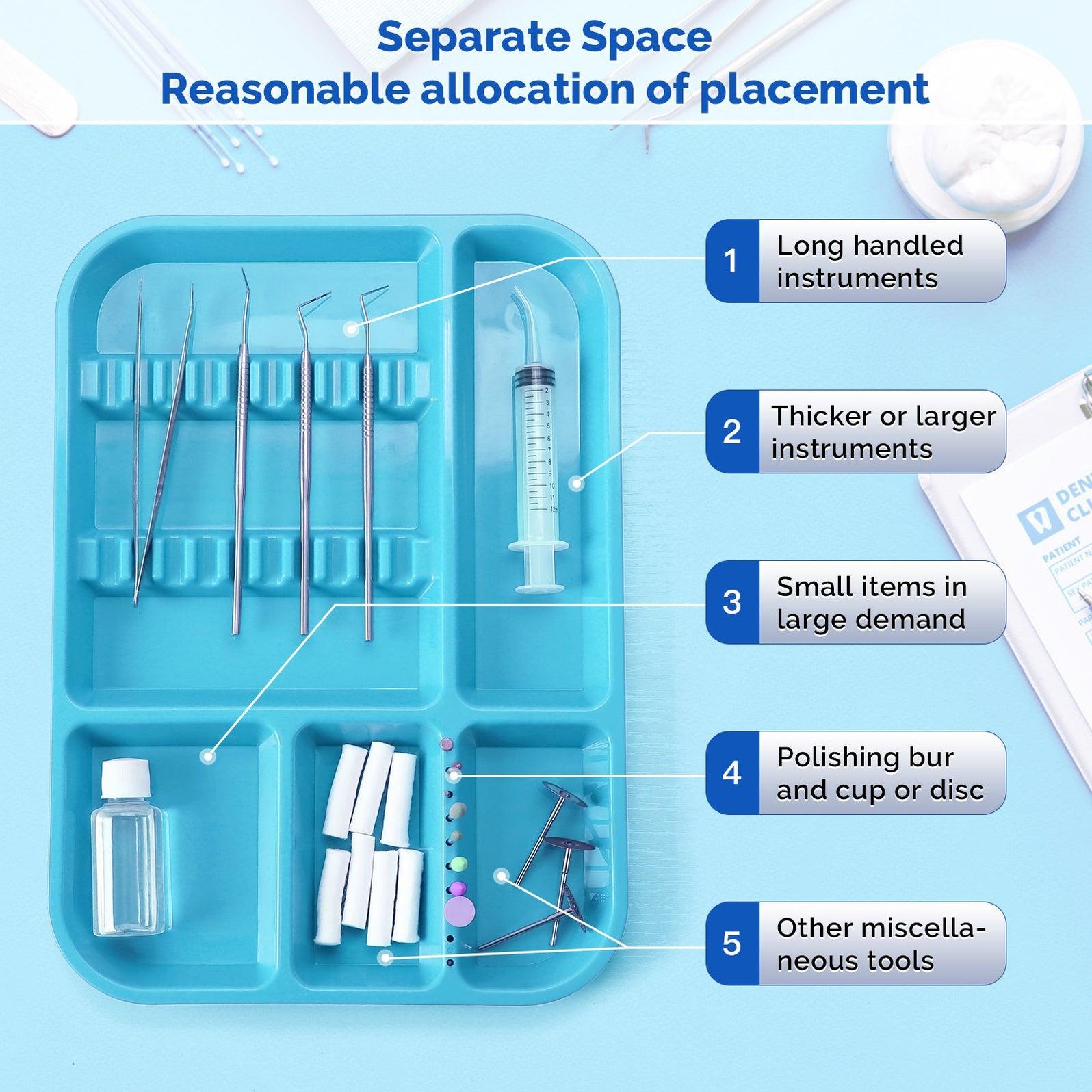 JMU Dental Instrument Tray Autoclavable Plastic Divided Trays Size B